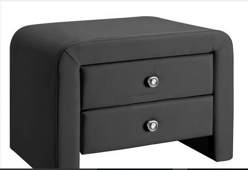 Model G30-BL PU Leather Bedside Table With Drawer BLACK – back4more