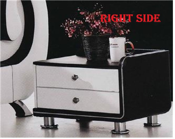 C005 PU Leather Bedside Table With Drawer white and black – back4more